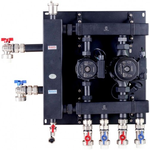 NORDIC TEC Low Loss Header with 2 heating circuits manifold