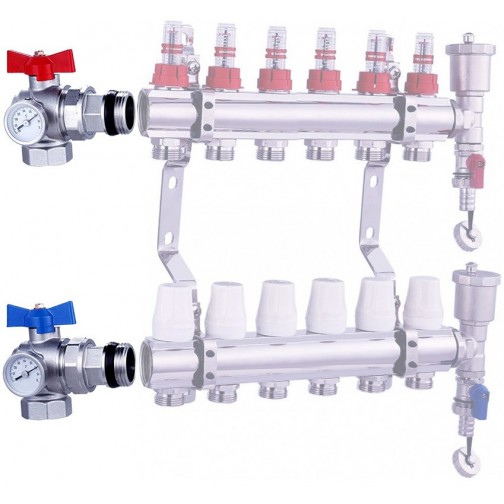 Shut-off angled valves SET with thermometers - DN25 1" (2 pcs.)